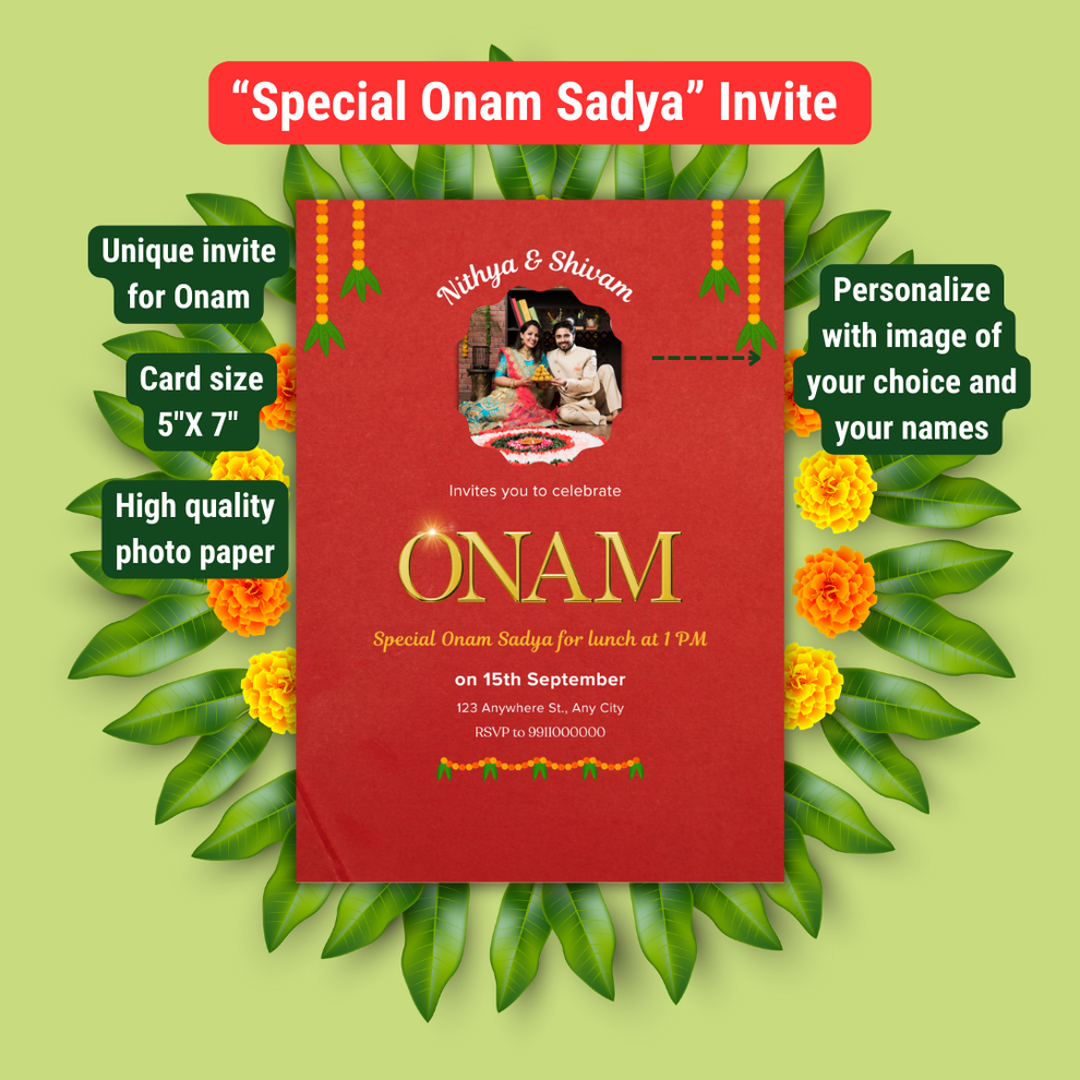 Onam Sadya special Onam Invitation Card | Printable – Design Pixies
